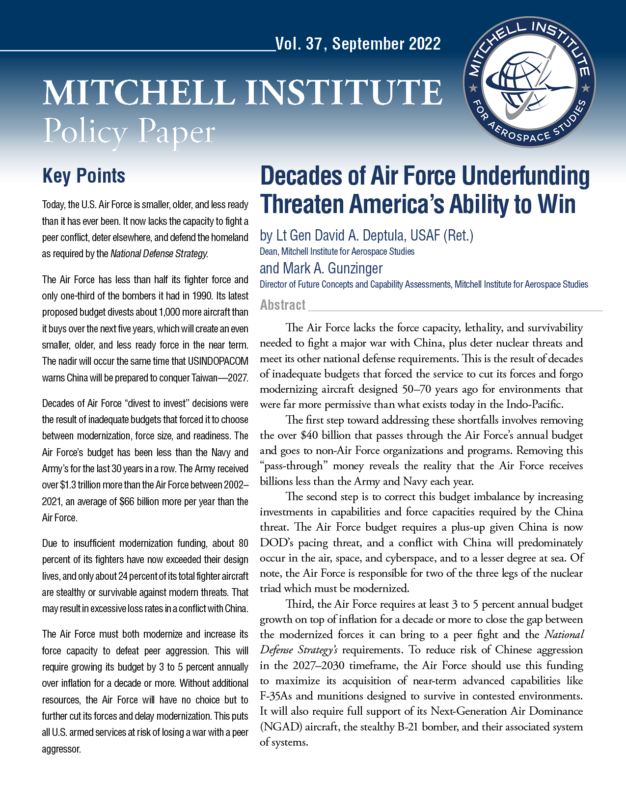 Decades of Air Force Underfunding Threaten America’s Ability to Win