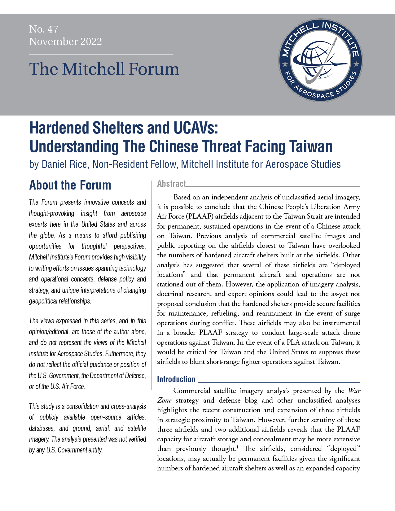 Arlington, VA | November 9, 2022 — The Mitchell Institute for Aerospace ...