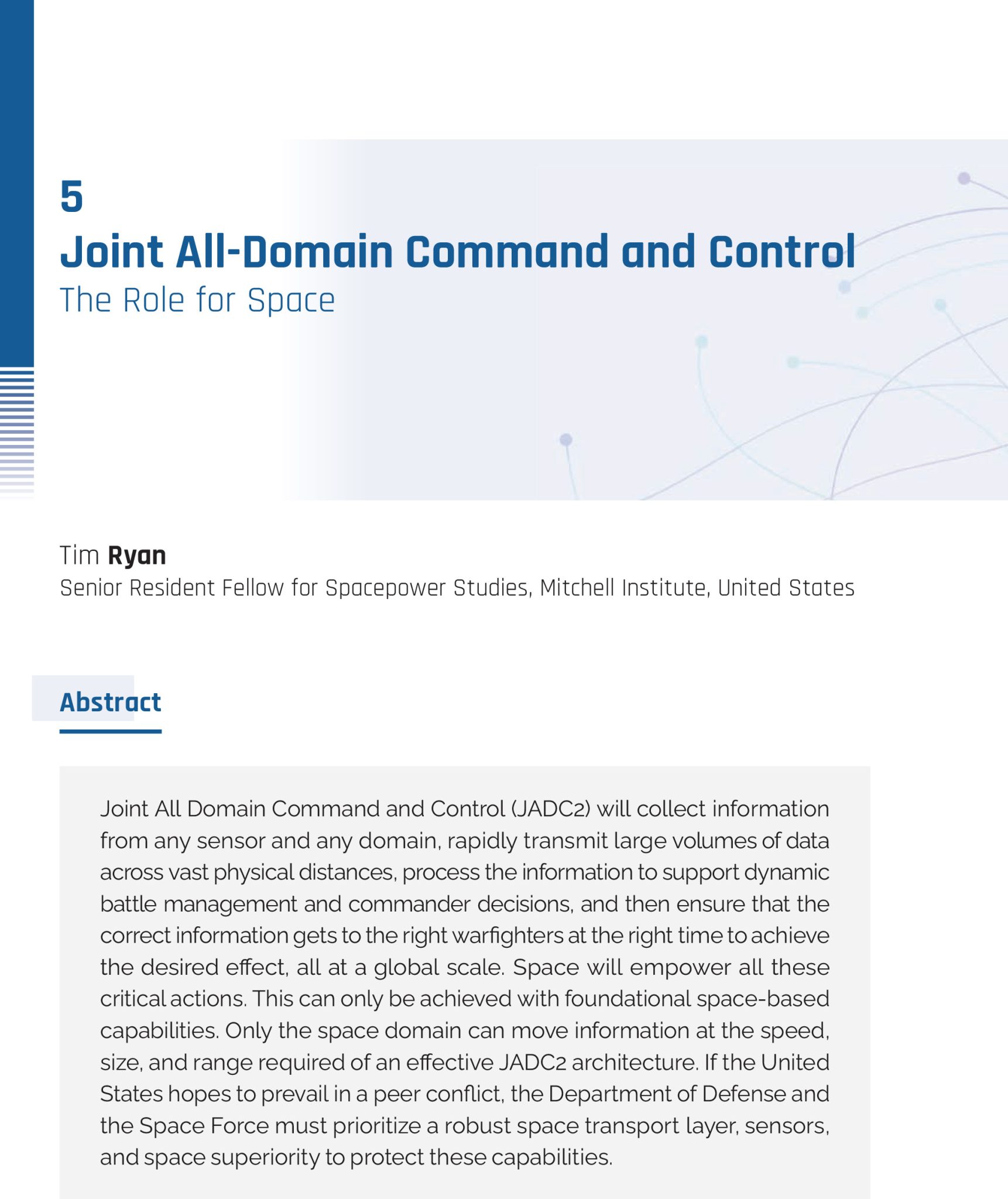 Joint All-Domain Command and Control: The Role for Space