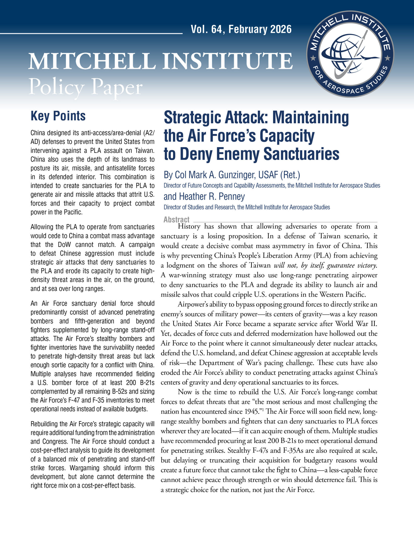 Strategic Attack: Maintaining the Air Force’s Capacity to Deny Enemy ...